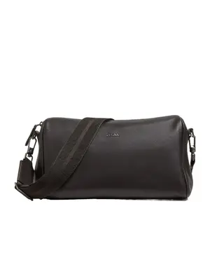 Zegna Leather Shoulder Bag - Dark Brown
