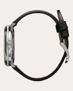 Shinola Canfield Stainless Steel And Leather Strap Watch