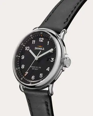 Shinola Canfield Stainless Steel And Leather Strap Watch