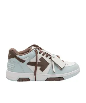 Off-White Round Toe Color-blocked Lace-up Sneakers