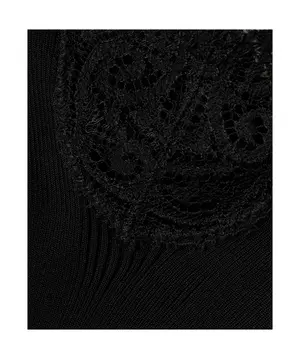 Saint Laurent Ribbed Lace Trim V-neck Tank Top - Black