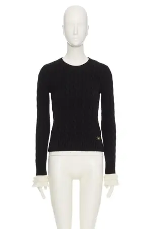 Valentino Garavani Crewneck Long Sleeve Jumper With Ruffle Cuffs