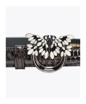 Pinko Galleria Thin Belt With Love Birds Buckle - Black