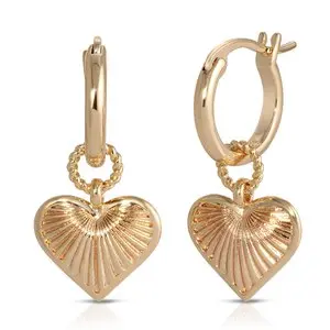 LEEADA JEWELRY Leeada Jewelry 14k Gold Plated Brass Heart Shaped Dangle Earrings