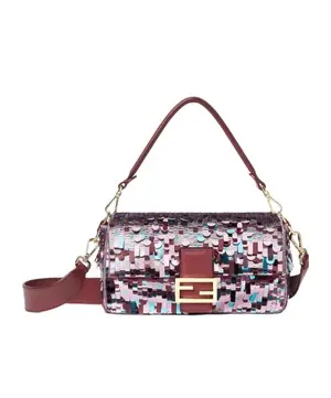 Fendi Sequin Embellished Ff Fastened Shoulder Bag