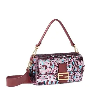 Fendi Sequin Embellished Ff Fastened Shoulder Bag