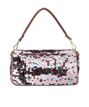 Fendi Sequin Embellished Ff Fastened Shoulder Bag