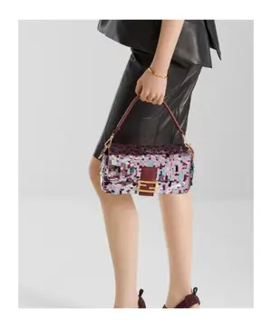 Fendi Sequin Embellished Ff Fastened Shoulder Bag