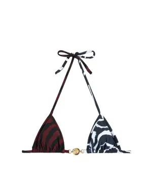REINA OLGA Asymmetrical Animal Print Bikini Top