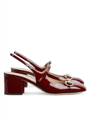 Gucci Horsebit Double Strap Slingback Pumps