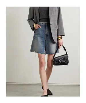 NILI LOTAN Russel High-waisted Denim Shorts