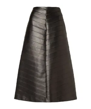 Fendi Chevron Nappa Leather Midi Skirt