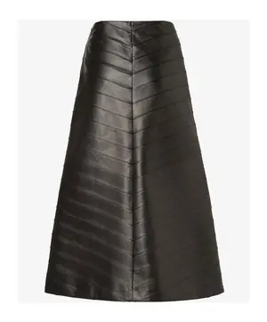 Fendi Chevron Nappa Leather Midi Skirt