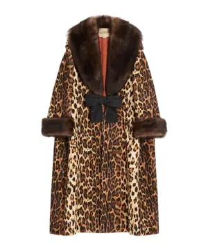 Valentino Garavani Faux Fur Trimmed Coat - Leopard Print