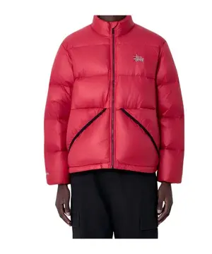 StÜssy Long-sleeved Cotton Jacket With High Neck And Embroidered Logo