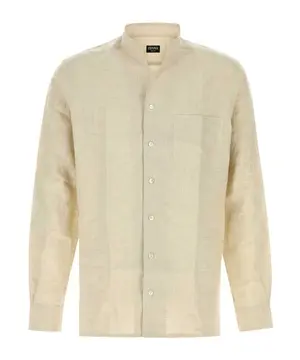 Zegna Oasi Lino Mandarin Collar Shirt