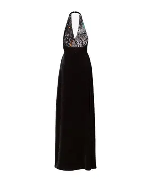 Fendi Velvet Halterneck Maxi Dress With Falena Dots Print