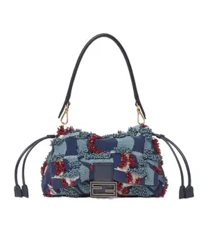 Fendi Mamma Baguette Medium Beaded Shoulder Bag