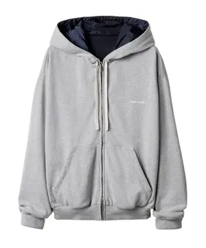 Miu Miu Jersey And Technical Pongé Reversible Blouson Jacket - Gray-blue