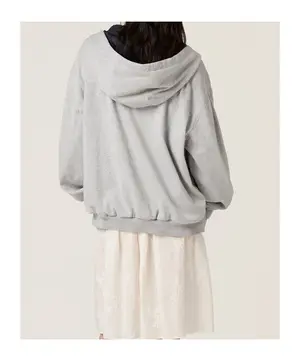 Miu Miu Jersey And Technical Pongé Reversible Blouson Jacket - Gray-blue