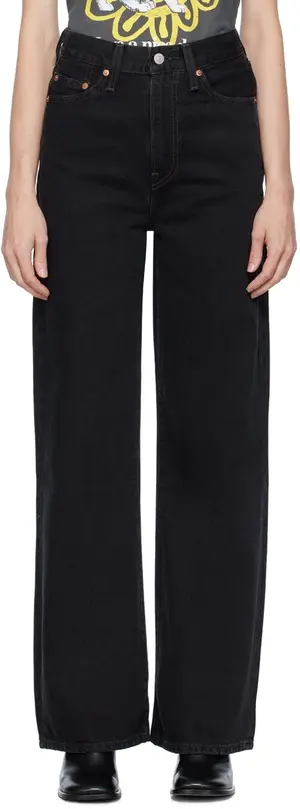 LEVI'S Logo Patch Wide-leg Jeans - Black