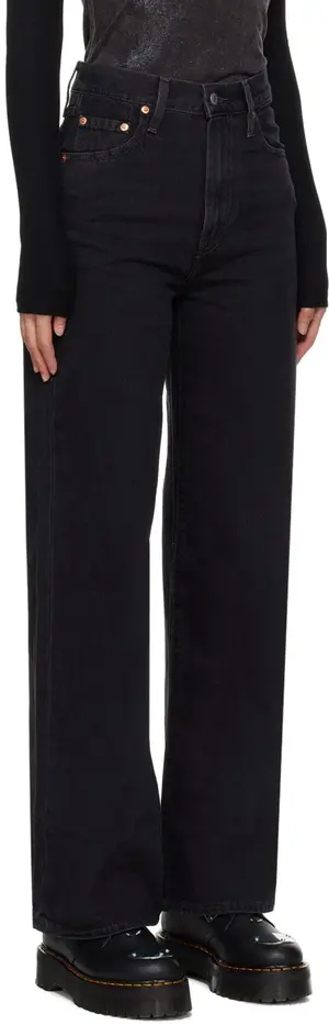 LEVI'S Logo Patch Wide-leg Jeans - Black