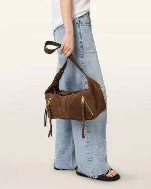 ALLSAINTS Zippered Shoulder Bag - Sugar Brown