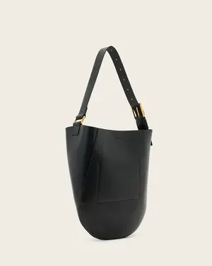 ALLSAINTS Luna Hobo Leather Shoulder Bag - Black