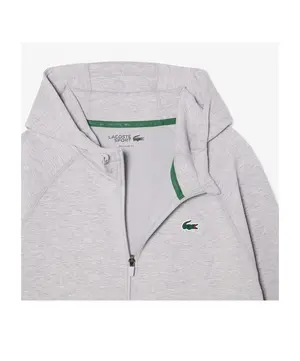 Lacoste Zip-up Hoodie With Silicone Crocodile Logo - Grey