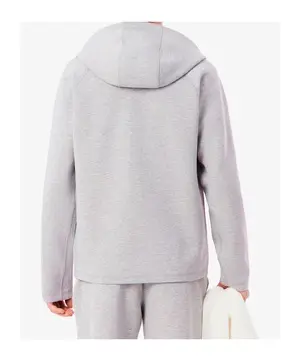 Lacoste Zip-up Hoodie With Silicone Crocodile Logo - Grey