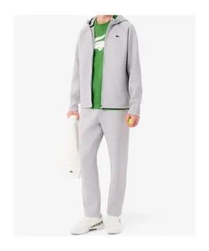 Lacoste Zip-up Hoodie With Silicone Crocodile Logo - Grey