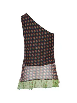 Etro Asymmetrical Floral Printed One-shoulder Top