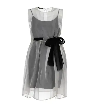 Lela Rose Sleeveless Sheer Dress With Bow Detail - Gray