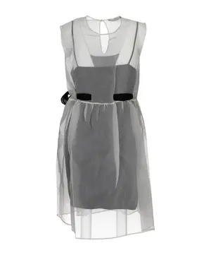 Lela Rose Sleeveless Sheer Dress With Bow Detail