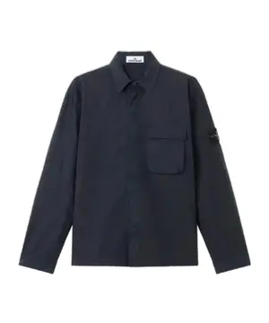 Stone Island Long-sleeved Casual Jacket With Chest Pocket And Sleeve Badge