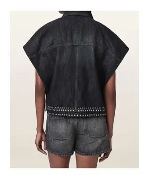 ALLSAINTS Sleeveless Studded Denim Shirt - Shadow Black