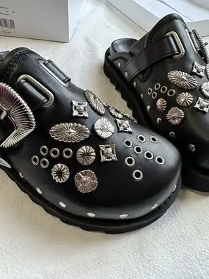 Toga Embellished Leather Mules