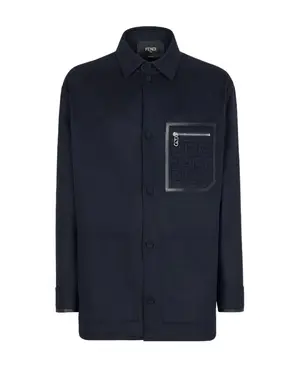 Fendi Logo Embossed Go-to Jacket - Dark Blue