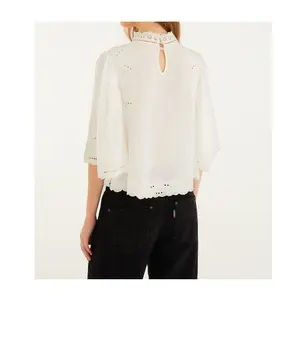 Farm Rio Embroidered Palm Tree Blouse - Off White