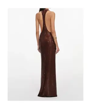SELF-PORTRAIT Rhinestone Racerback Maxi Dress
