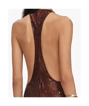 SELF-PORTRAIT Rhinestone Racerback Maxi Dress