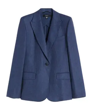 Max Mara Single-breasted Linen Blazer - Navy Blue