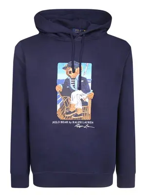 Polo Ralph Lauren Hooded Sweatshirt With Polo Bear Graphic - Navy