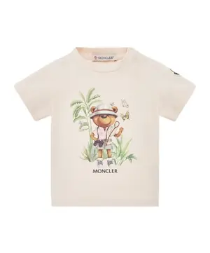 Moncler Teddy Bear Motif Cotton T-shirt - Light Pink