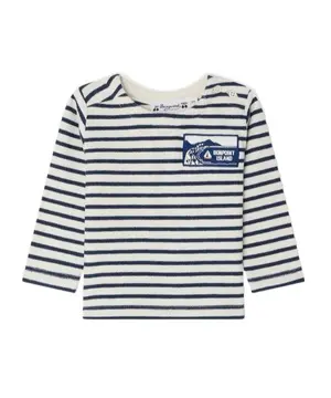Bonpoint Striped Long Sleeve T-shirt With Island Patch