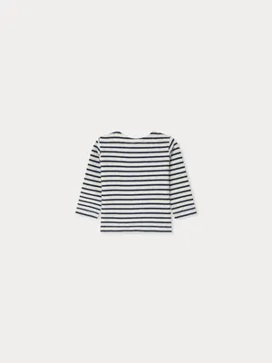 Bonpoint Striped Long Sleeve T-shirt With Island Patch