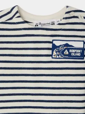 Bonpoint Striped Long Sleeve T-shirt With Island Patch