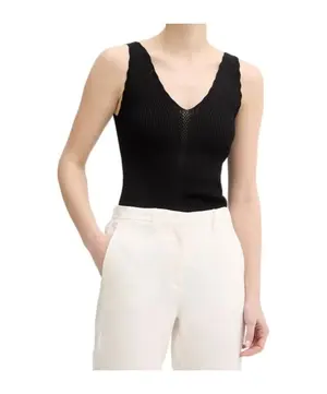 TWINSET Ribbed Knit Vest With V-neck