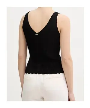 TWINSET Sleeveless V-neck Top With Scalloped Edges - White