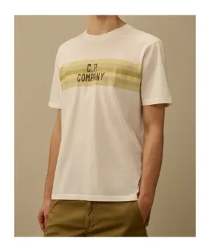 C.P. COMPANY Striped Logo T-shirt